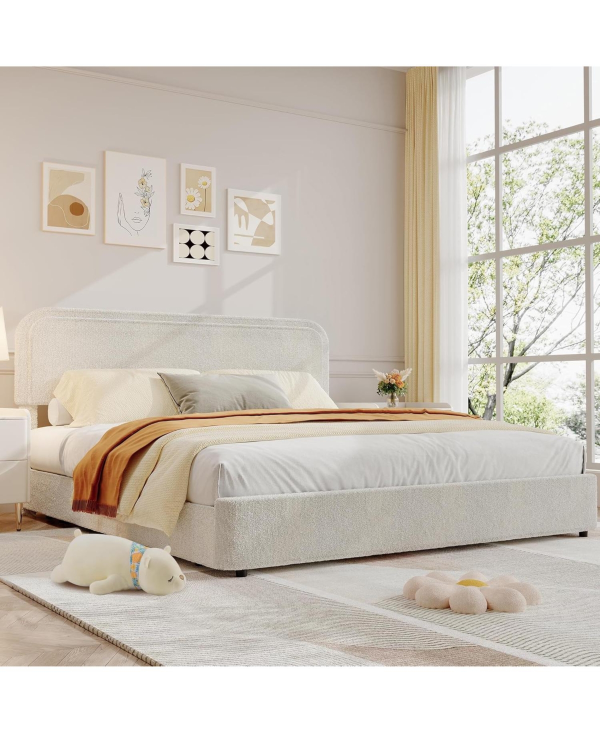 Click here for gaomon King Bed Frame  Boucle Upholstered Bed Plat... prices