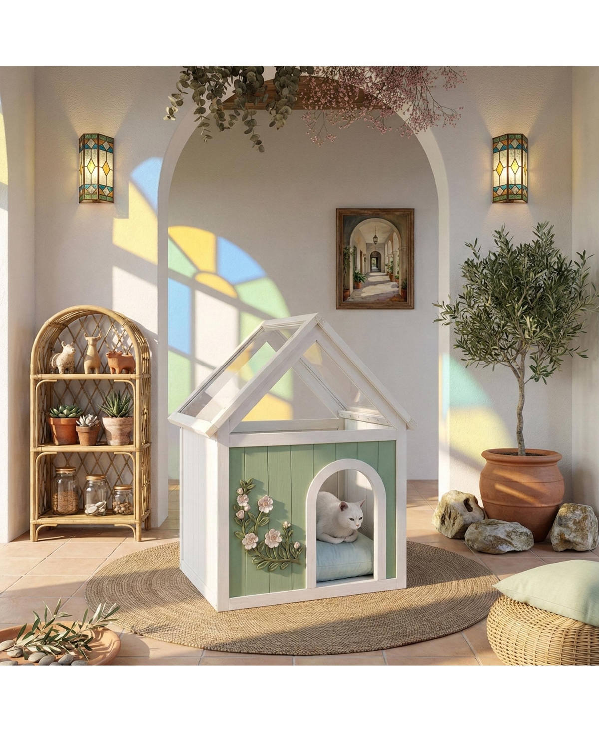 Click here for 6thdruple Wood Pet House with Clear Roof and Carvi... prices