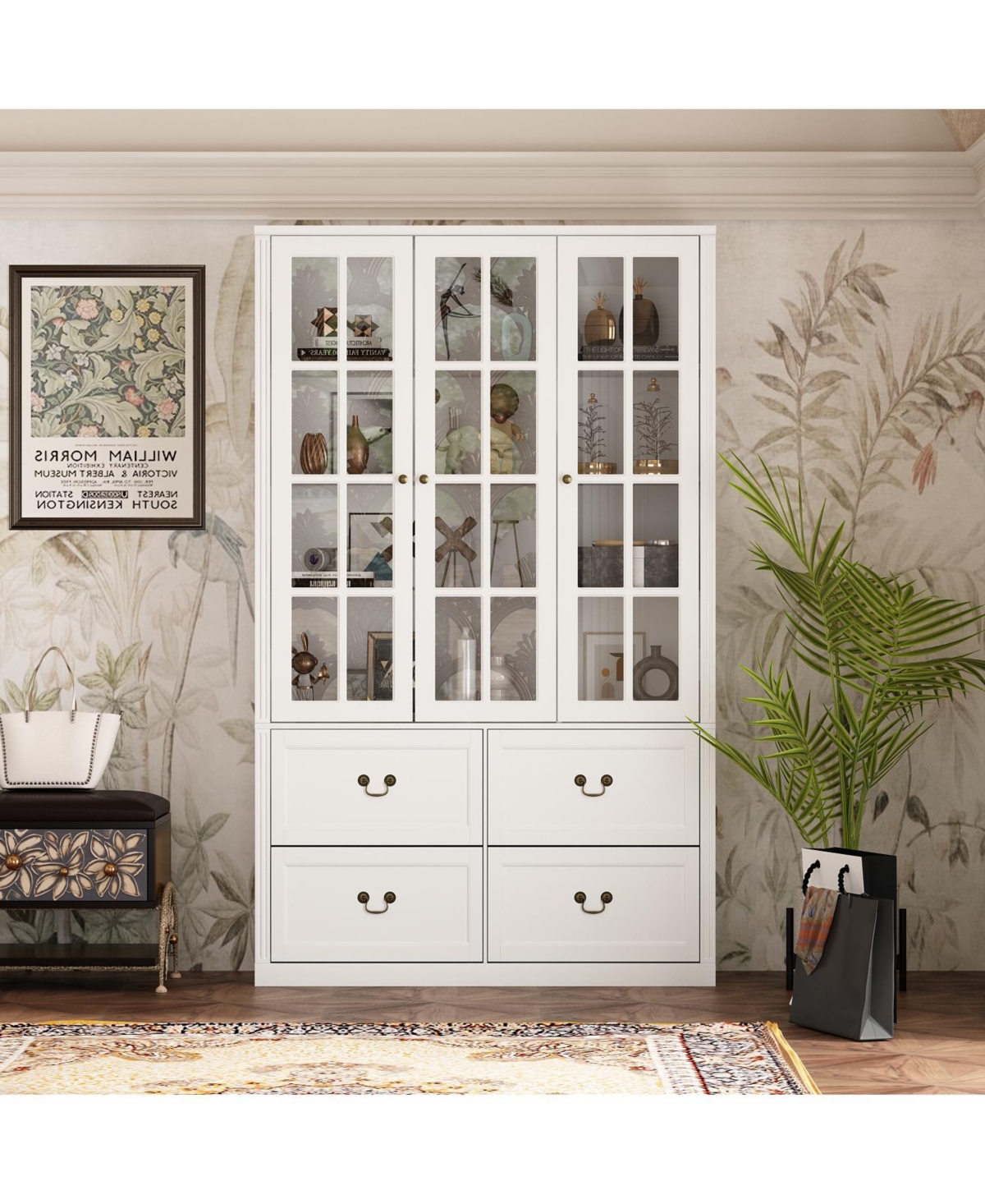 Click here for Homsee Modern Bookcase With Tempered Glass Doors a... prices