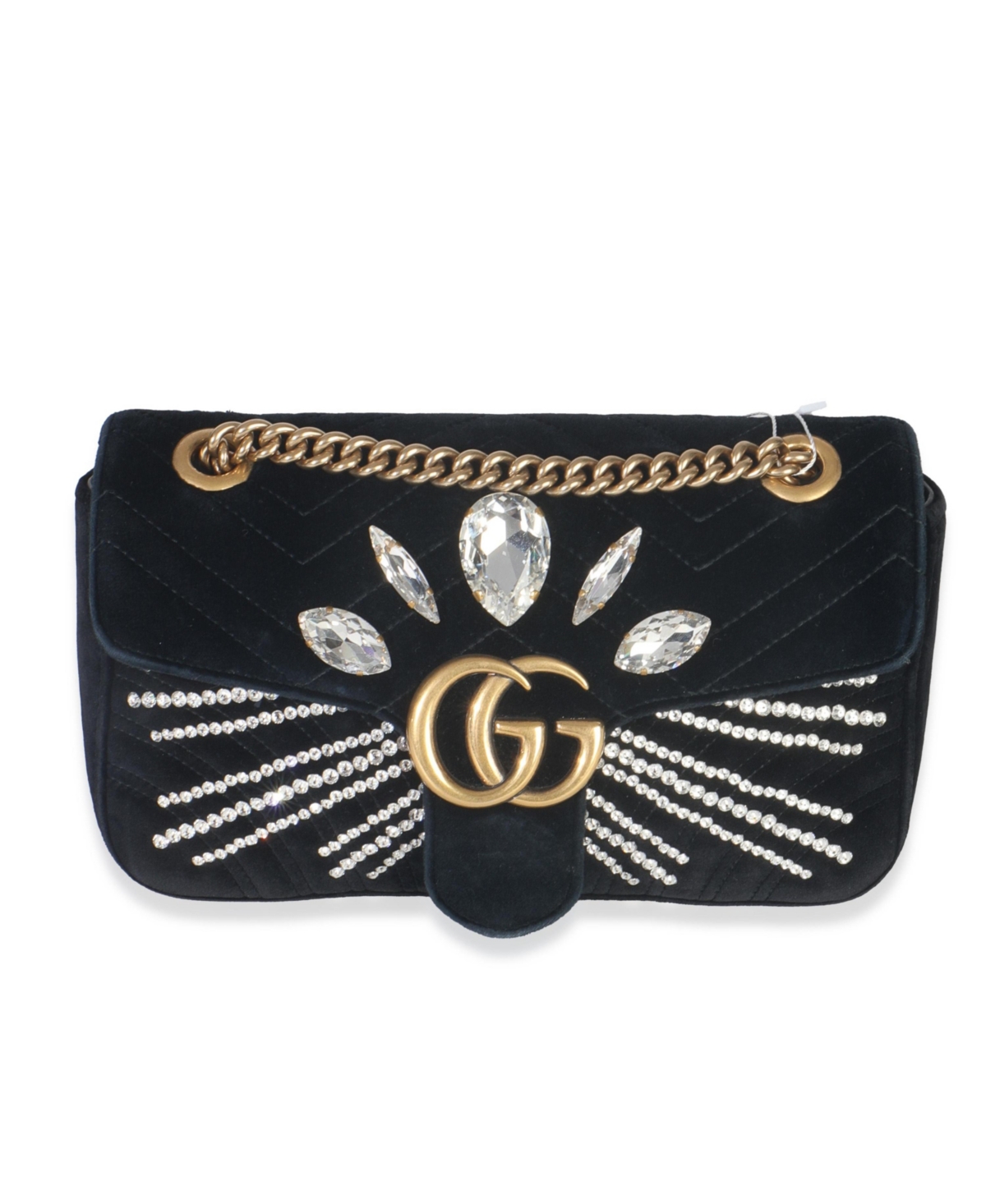 Click here for Pre-Owned Gucci Black Velvet Crystal Embellished M... prices