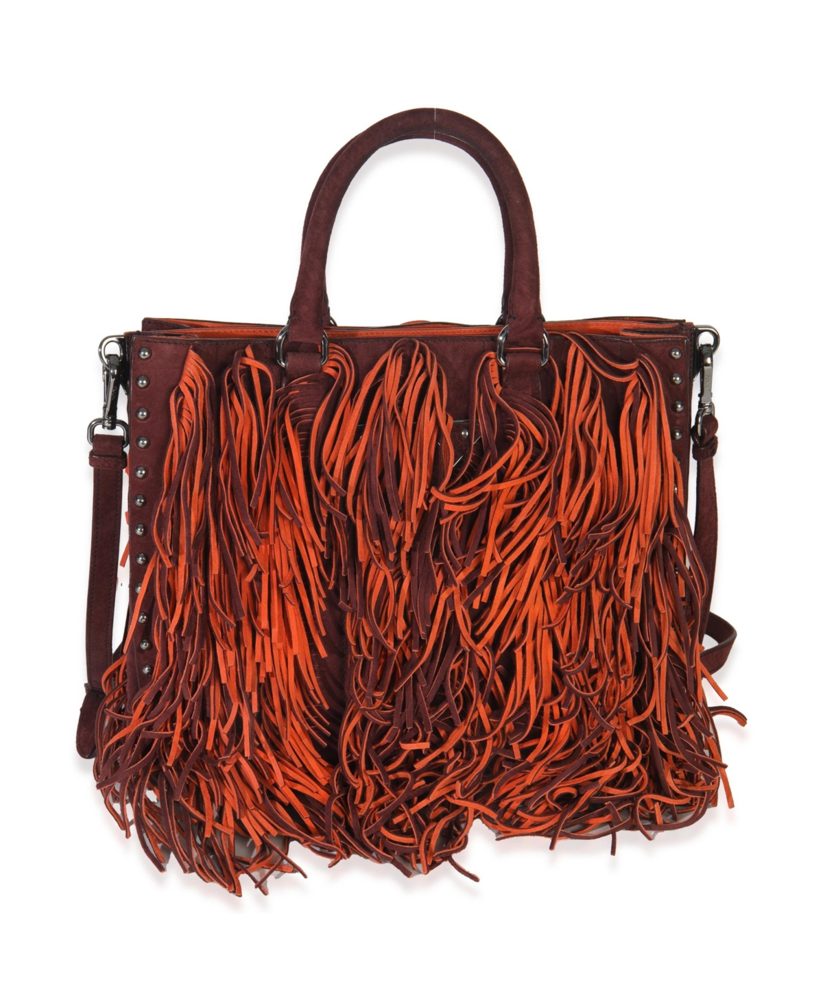 Click here for Pre-Owned Prada Vintage Red Orange Suede Fringe To... prices