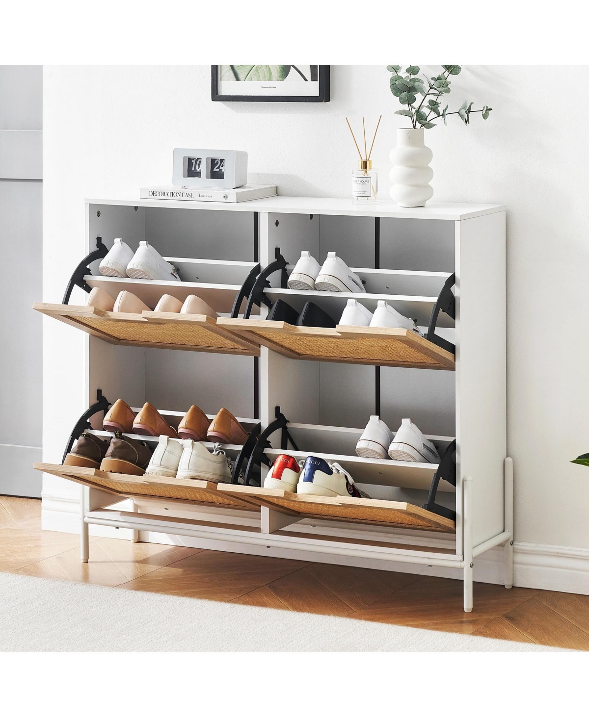 Click here for Homfan Rattan Shoe Cabinet with 4 Flip Drawers Hid... prices