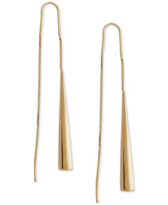 Italian Gold Polished Elongated Triangle Threader Earrings in 14k Gold ...