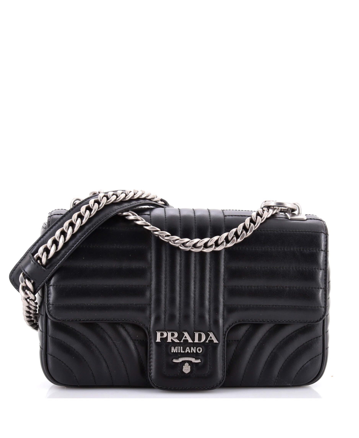 Click here for Pre-Owned Prada Medium Chain Flap Shoulder Bag Dia... prices