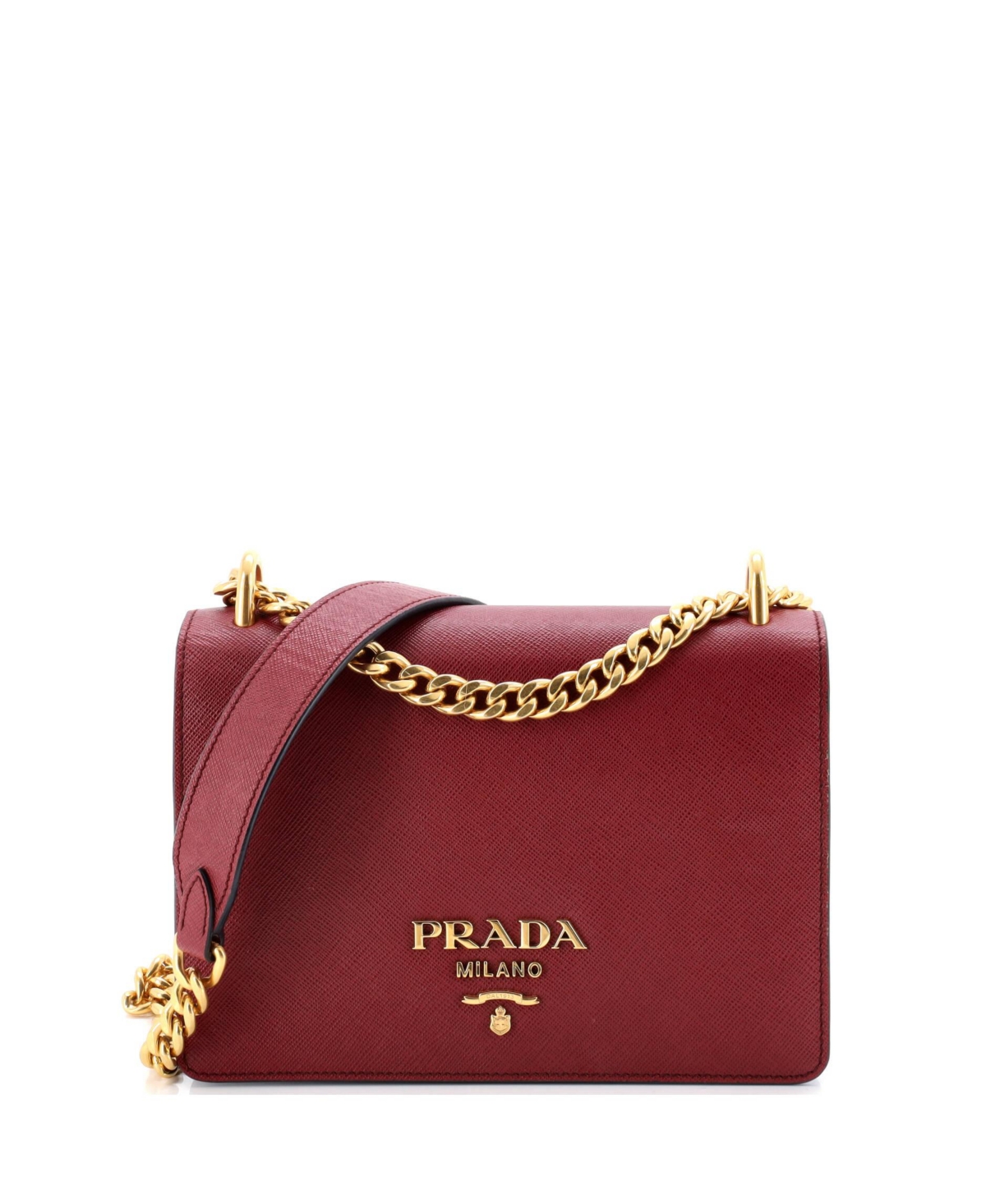 Click here for Pre-Owned Prada Small Chain Flap Bag Saffiano Leat... prices