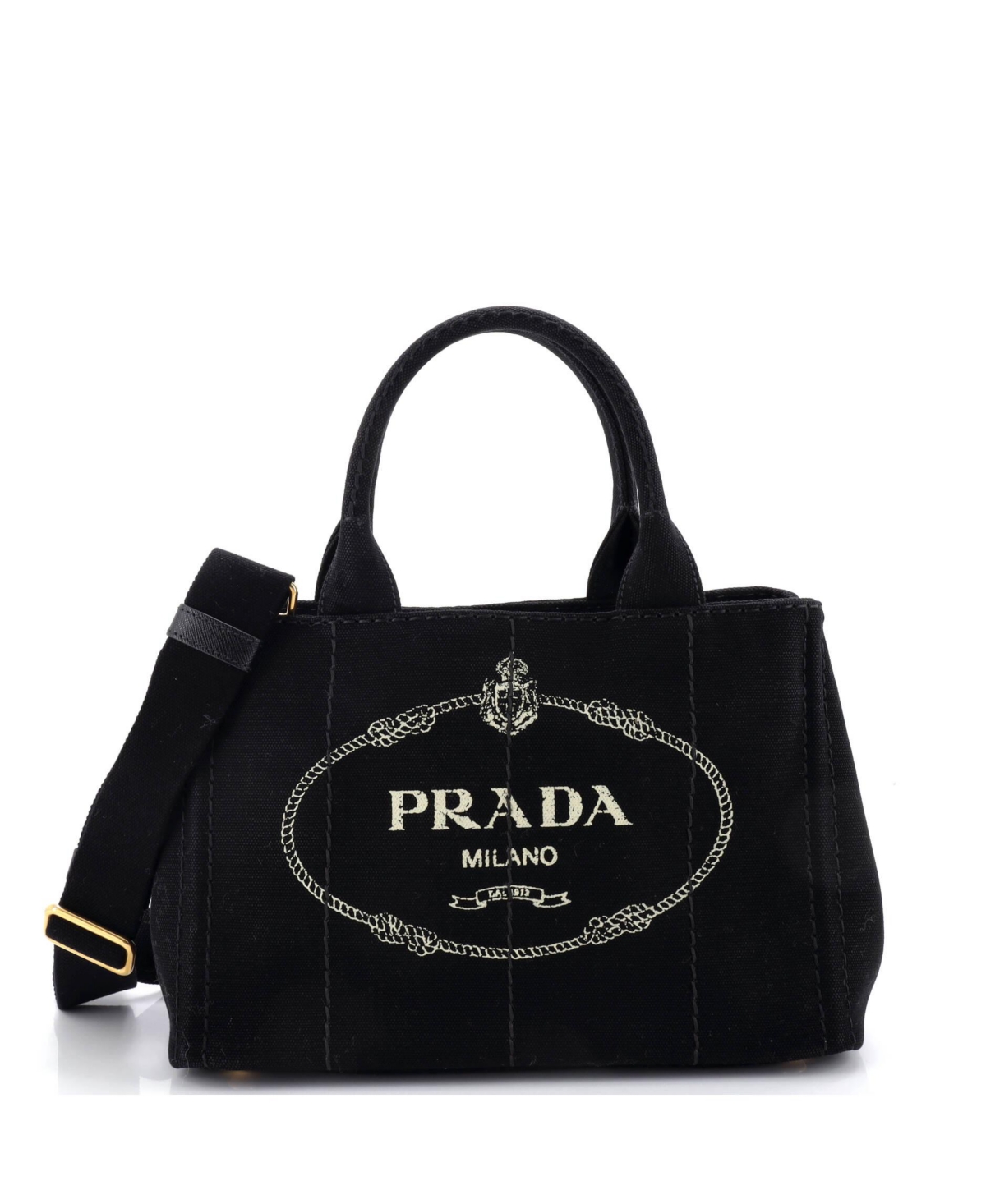 Click here for Pre-Owned Prada Mini Canapa Convertible Tote Canva... prices