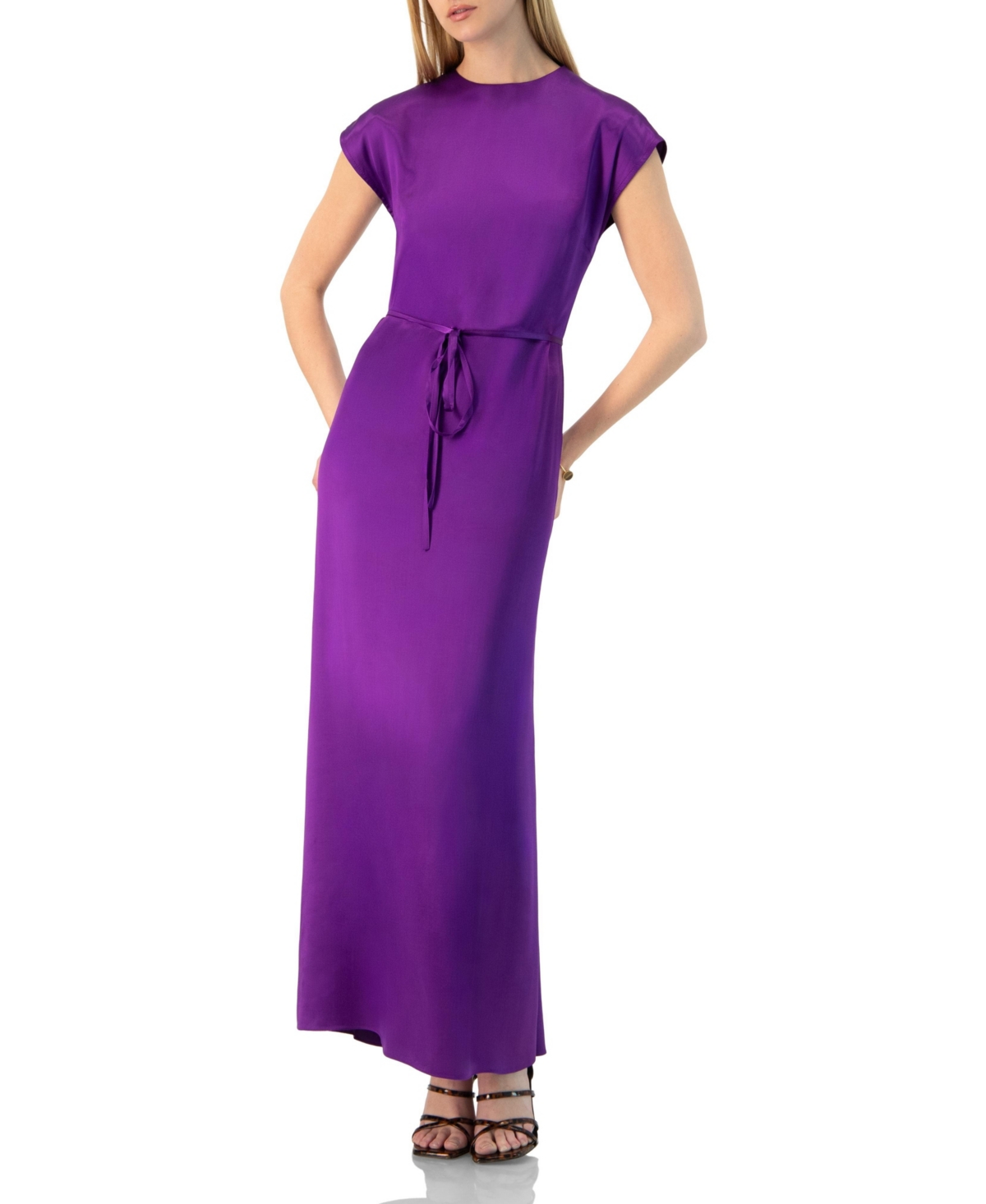 Click here for Ivonne Womens Sleeveless Satin Long Dress - Purple prices
