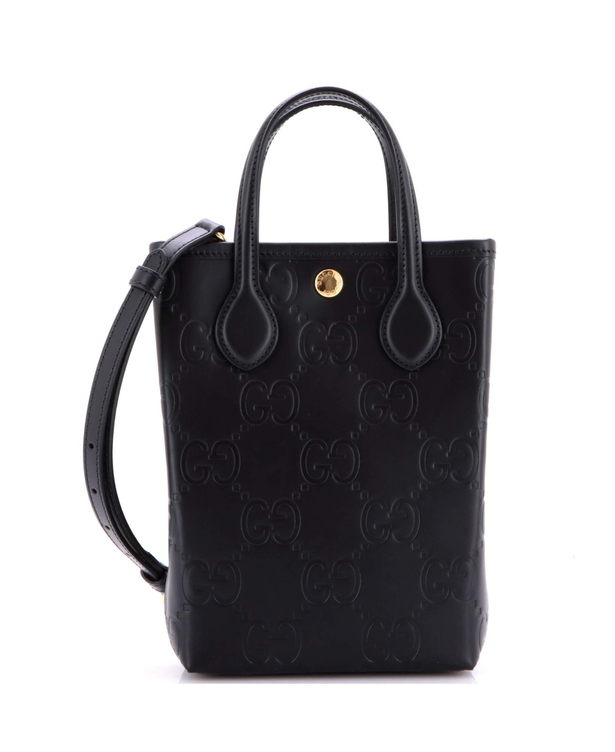 Click here for Pre-Owned Gucci Mini Vertical Tote Gg Embossed Lea... prices