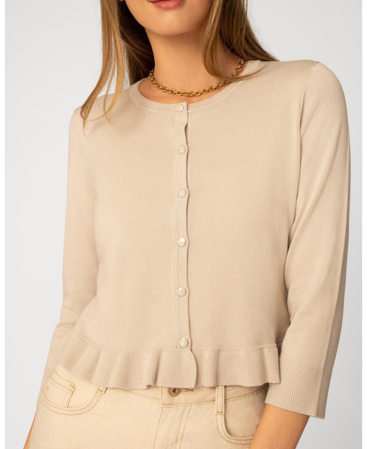 Click here for Cable & Gauge Womens Ruffle Hem Button Cardigan -... prices