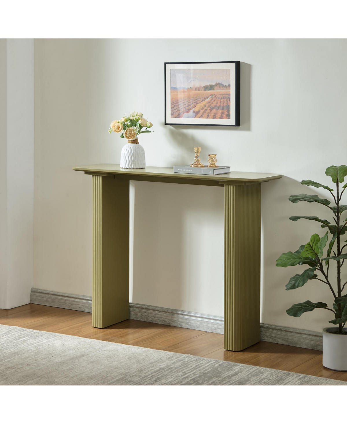 Click here for Kings Brand Furniture Modern Fluted Wood Console T... prices