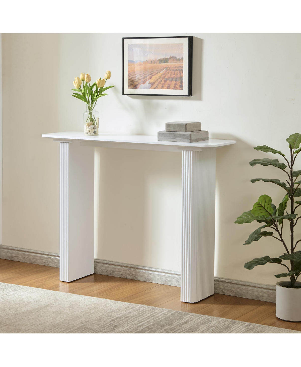 Click here for Kings Brand Furniture Modern Fluted Wood Console T... prices