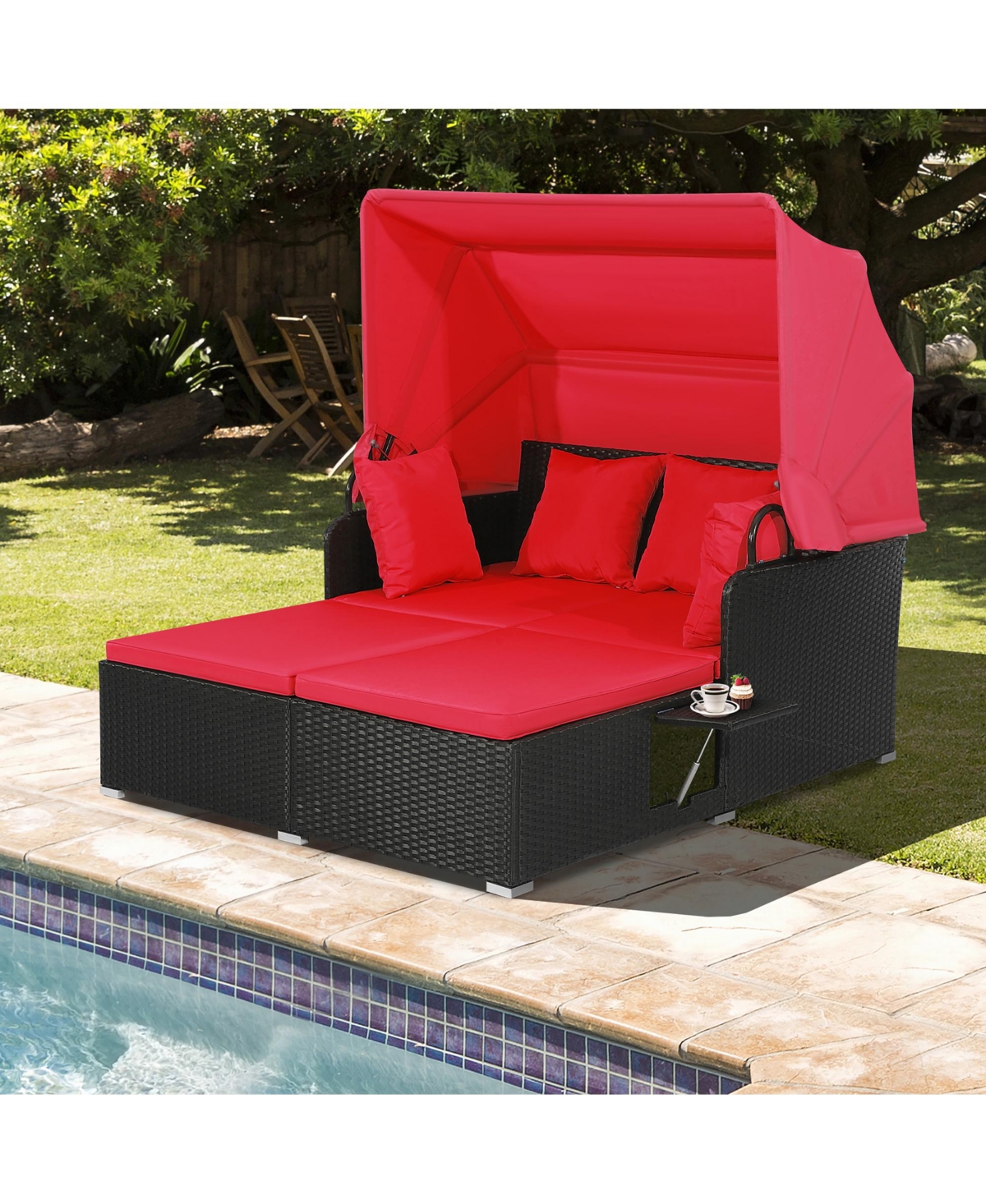 Click here for Gymax Patio Hand-Woven Pe Wicker Daybed Outdoor Lo... prices