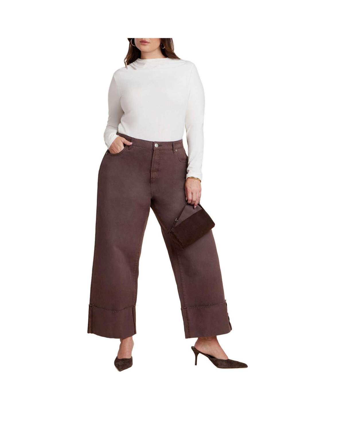 Click here for Eloquii Womens Tall Cuff Jean - Brown prices