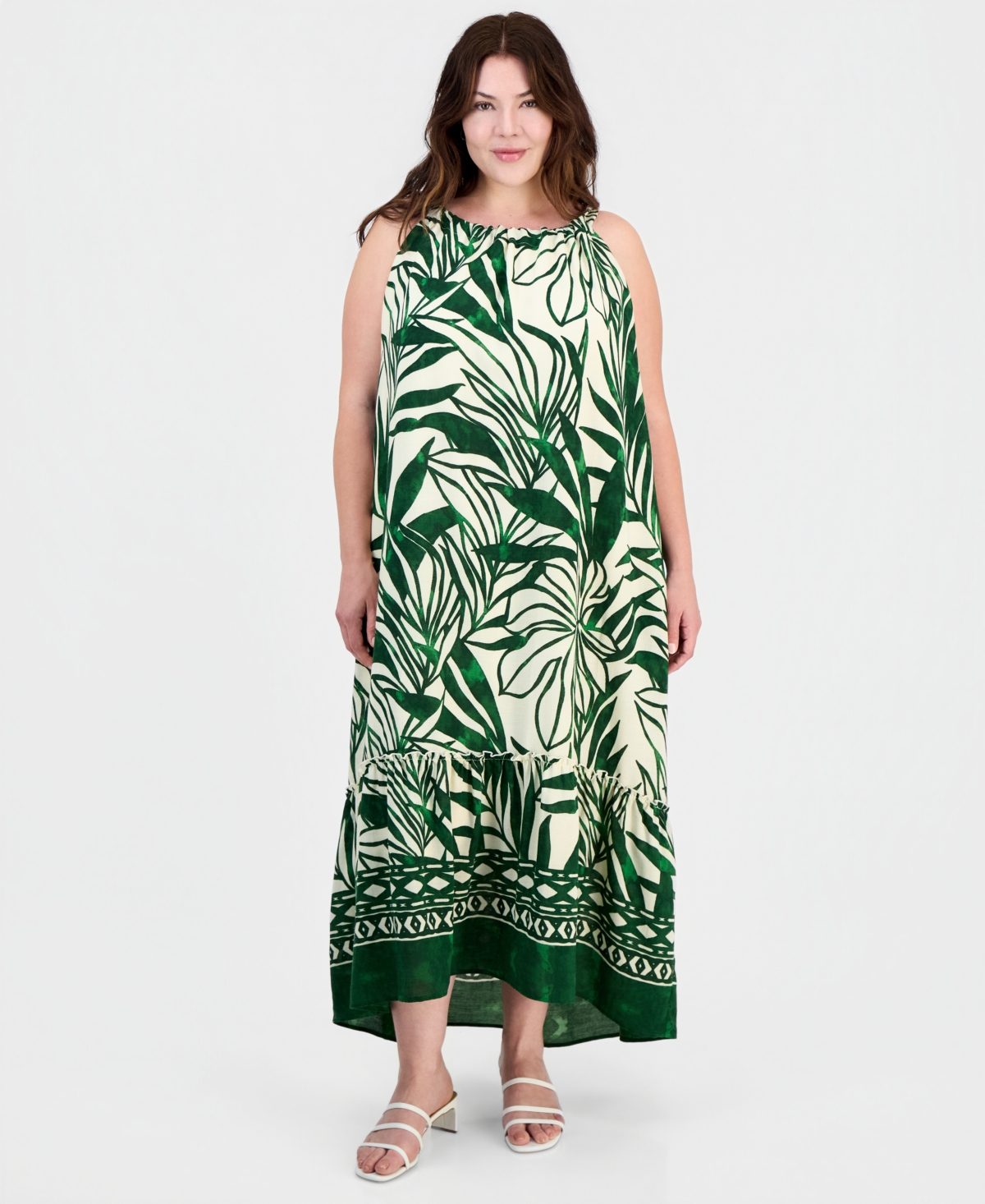 Click here for Sandra Darren Plus Size Sleeveless Border-Print Mi... prices