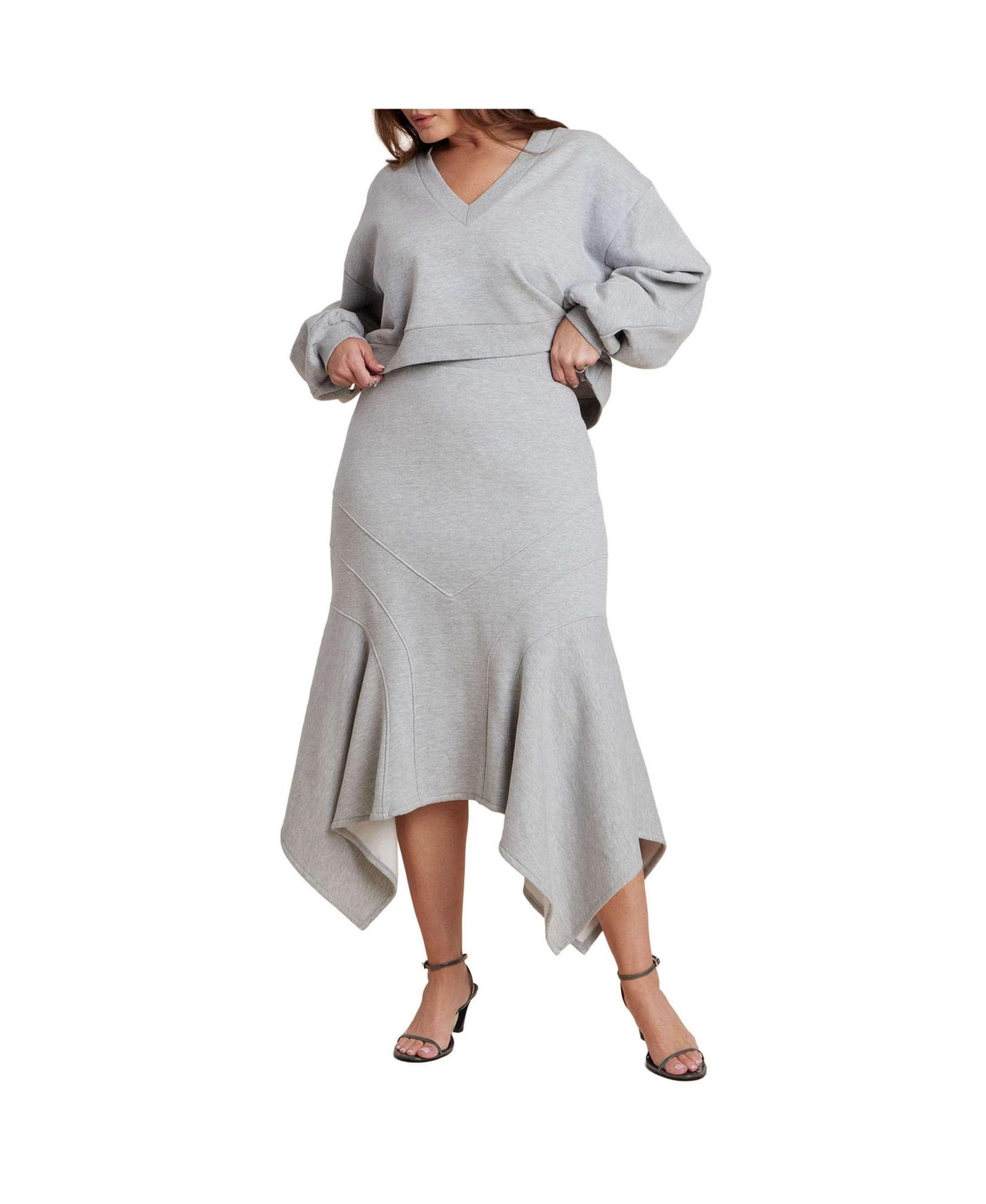 Click here for Eloquii Womens Seam Detail Trumpet French Terry Sk... prices