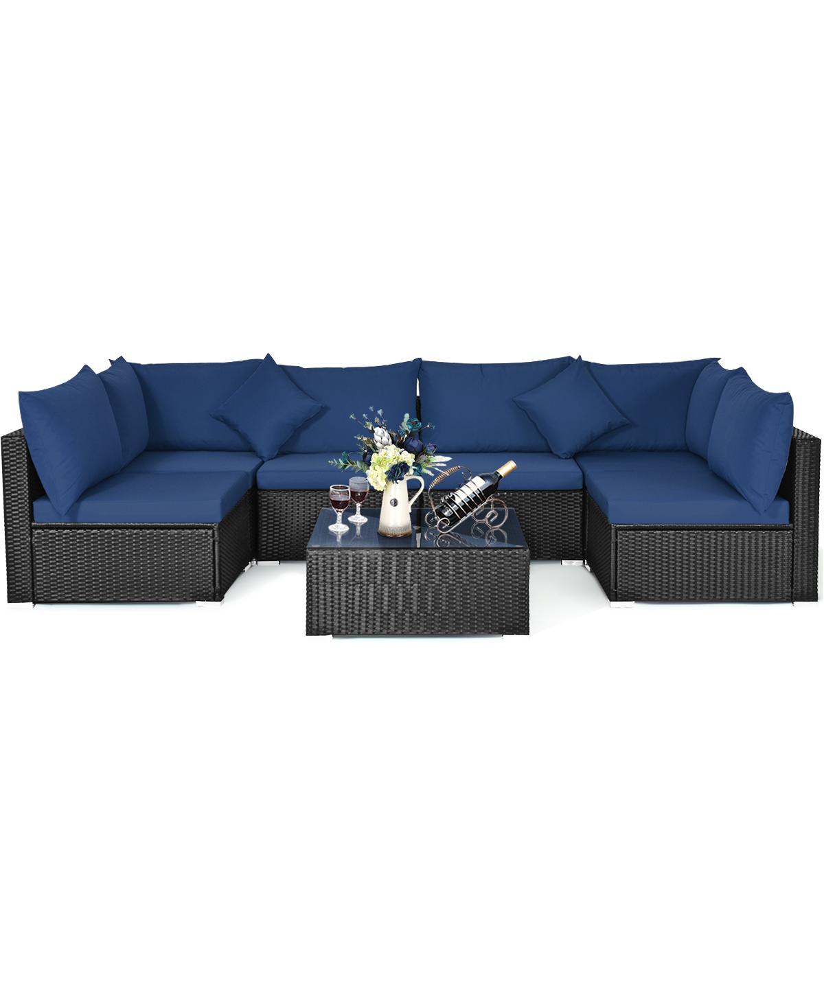 Click here for 7PCS Patio Rattan Sofa Set Sectional Conversation... prices
