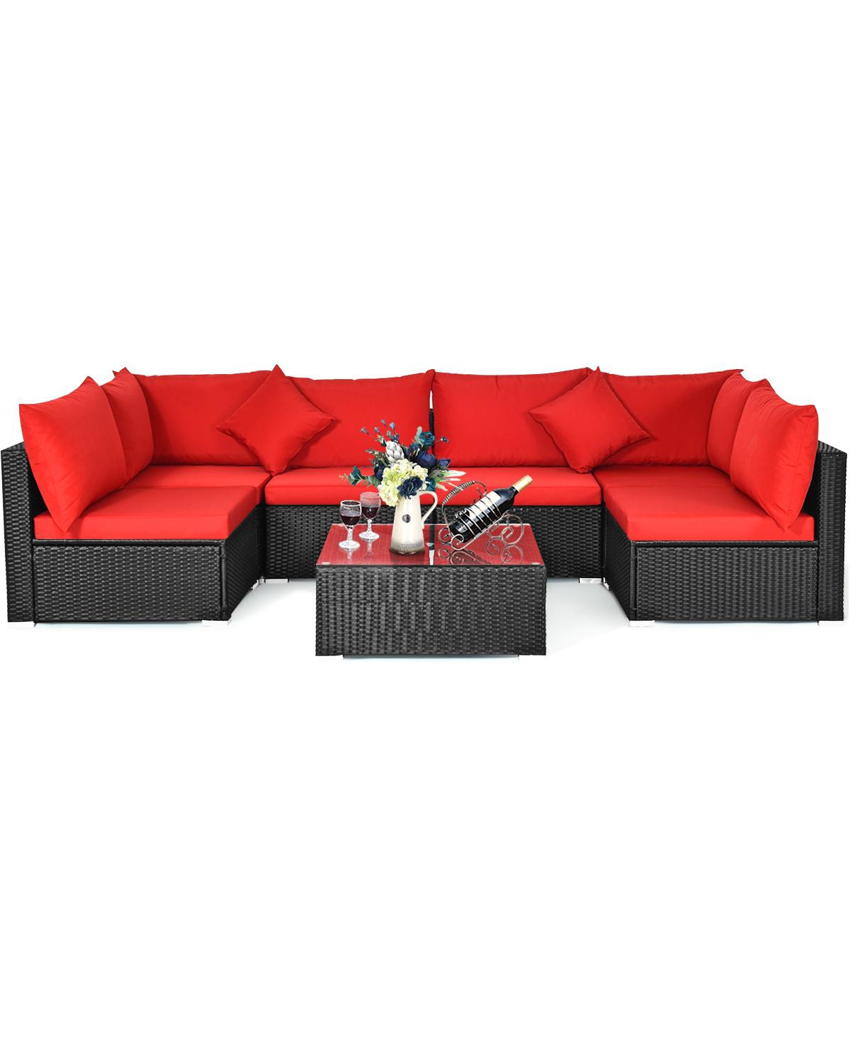 Click here for 7PCS Patio Rattan Sofa Set Sectional Conversation... prices