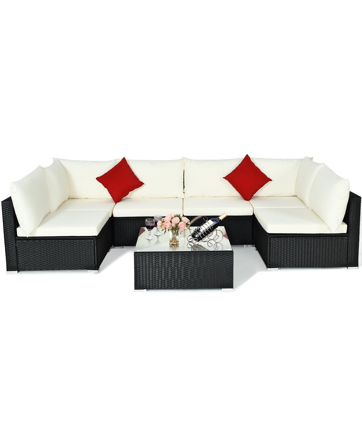 Click here for 7PCS Patio Rattan Sofa Set Sectional Conversation... prices