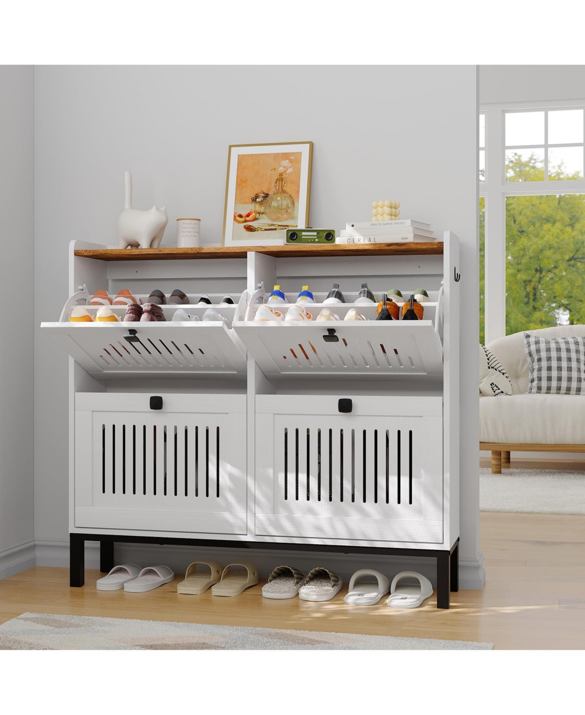 Click here for Homfan Shoe Storage Cabinet with 4 Flip Drawer  Sh... prices