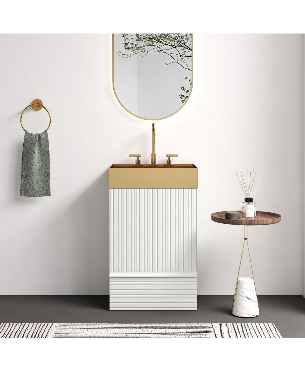Click here for Thirtypeachy 20 Modern Fluted Vanity With Gold Met... prices