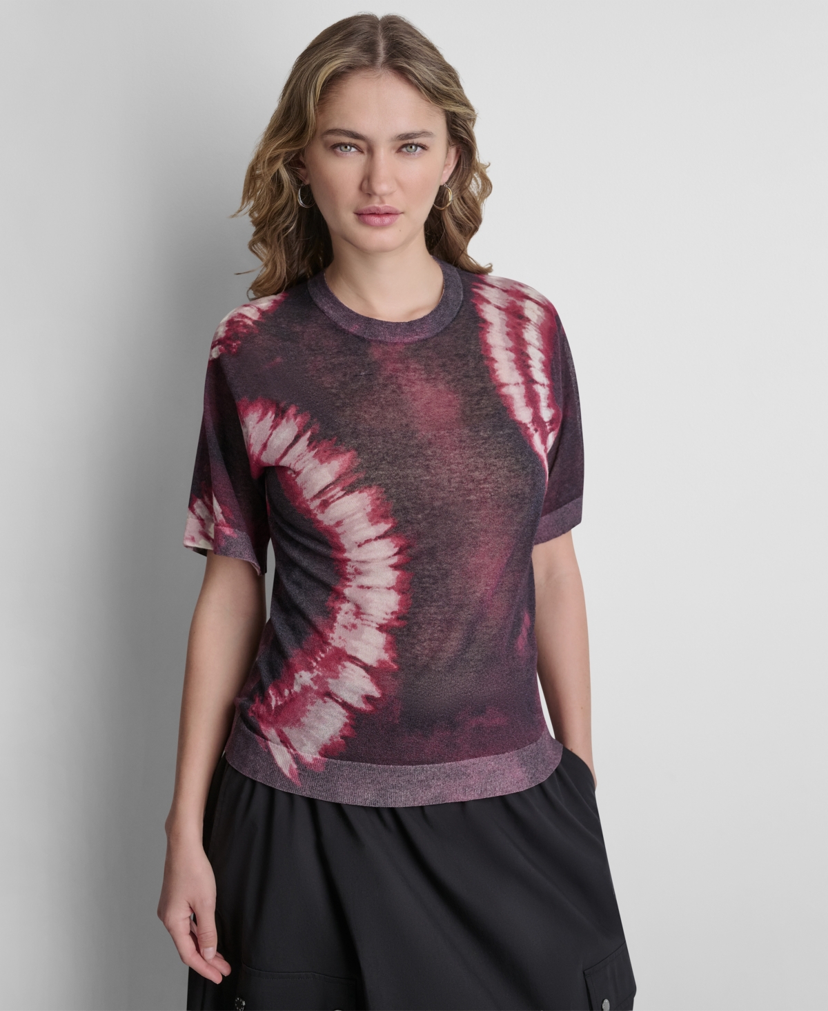 Click here for Dkny Womens Printed Short-Sleeve Sweater - Firewor... prices