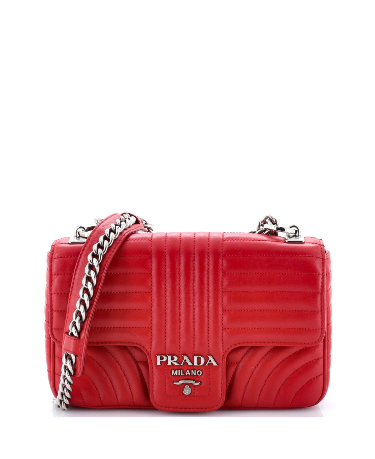 Click here for Pre-Owned Prada Medium Chain Flap Shoulder Bag Dia... prices