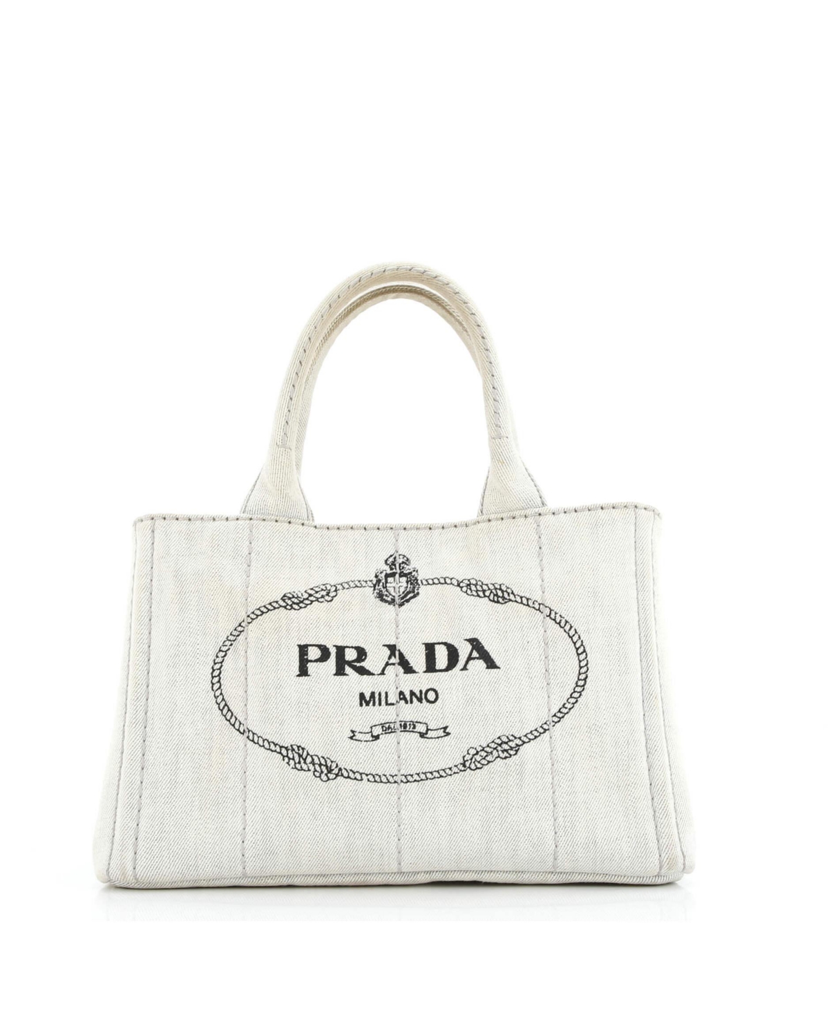 Click here for Pre-Owned Prada Mini Canapa Convertible Tote Denim... prices