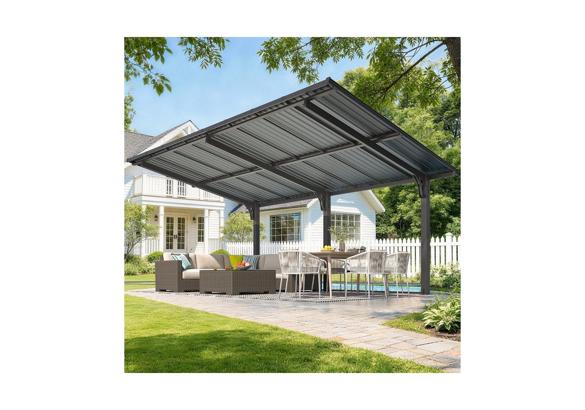Click here for Aecojoy 16x10 Lean to Hardtop Metal Carport Gazebo... prices