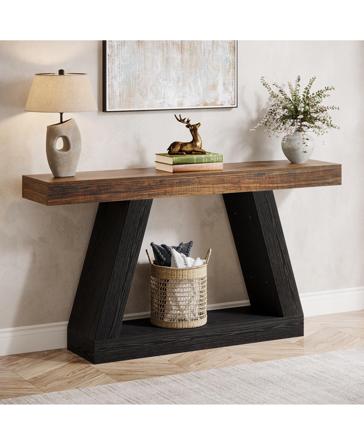Click here for Tribesigns Farmhouse Console Table  55-Inch Rustic... prices