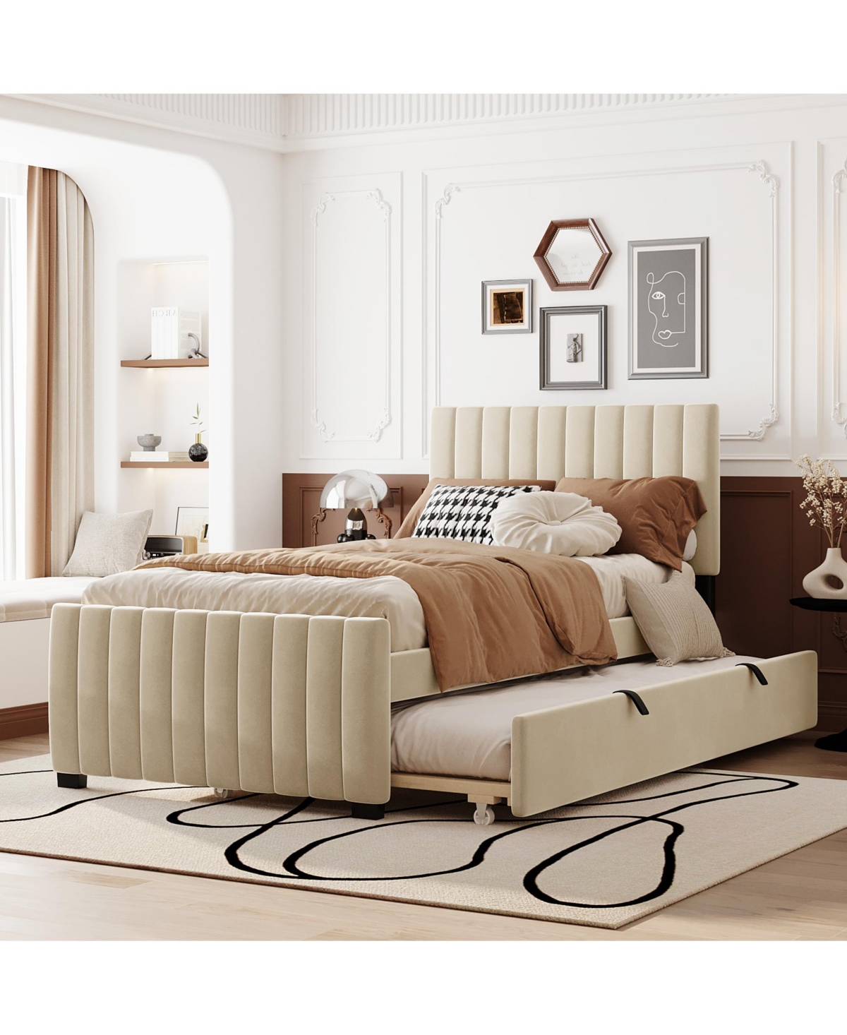 Click here for flynama Twin Size Velvet Upholstered Platform Bed... prices