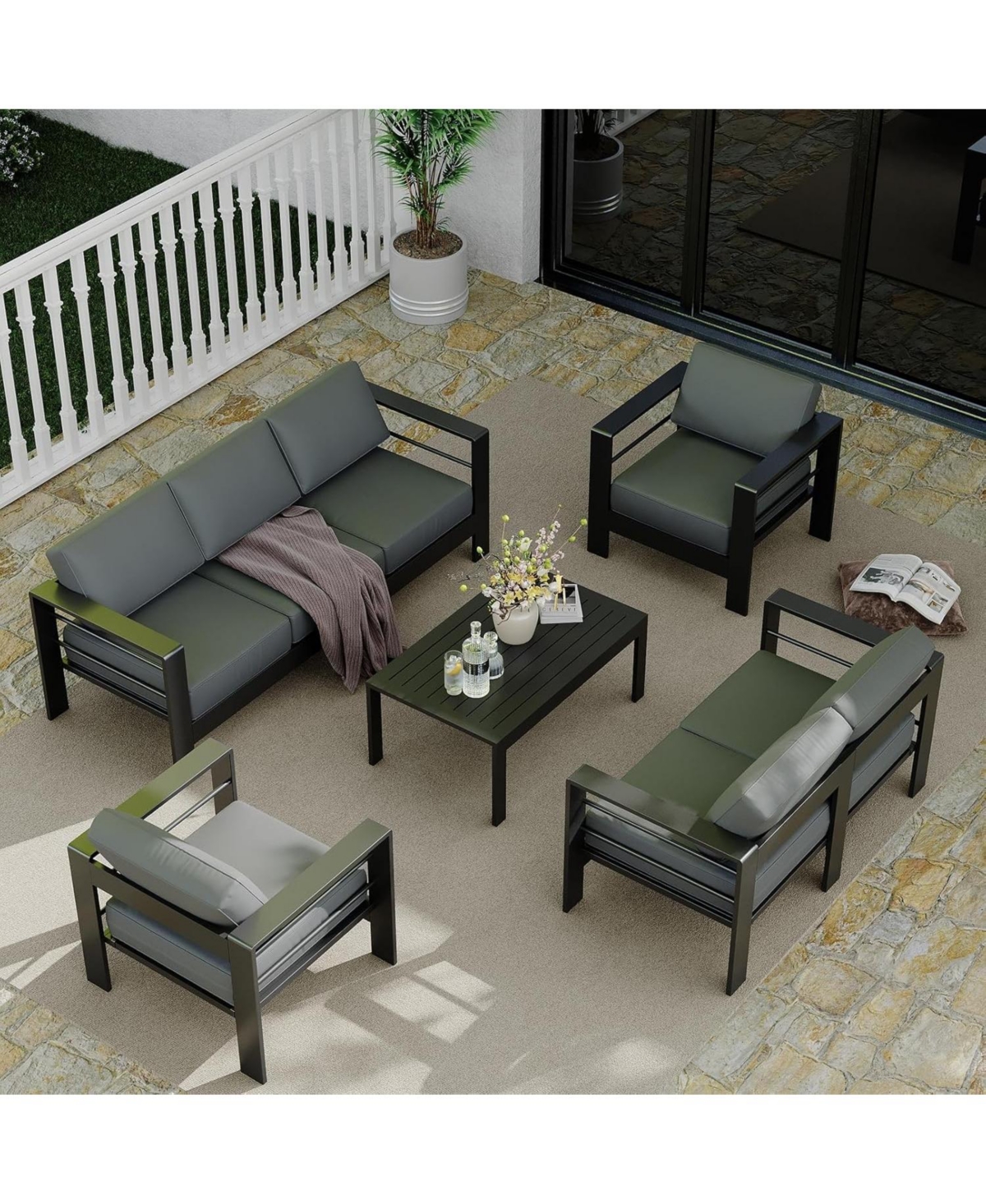 Click here for gaomon 7-Seat Aluminum Patio Furniture Set  5-Piec... prices