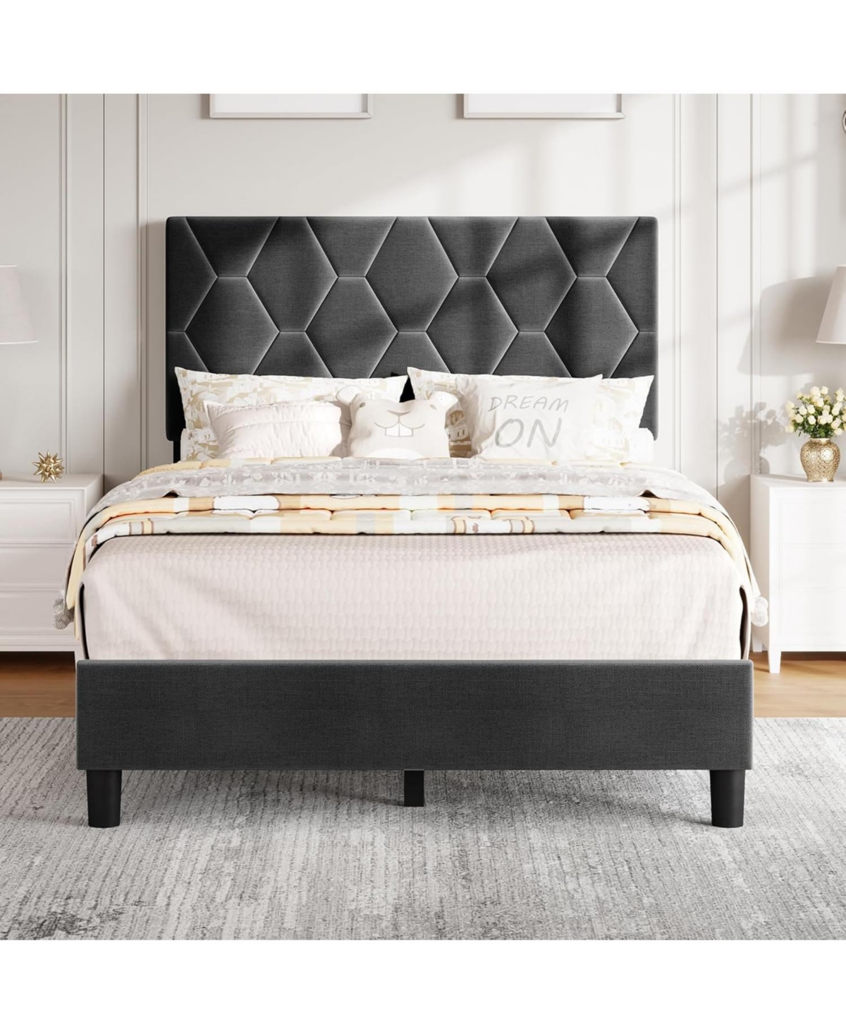 Click here for gaomon Twin Size Mdf + Iron + Fabric Diagonal Grid... prices