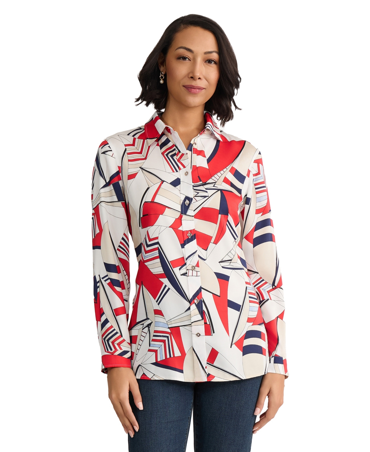 Click here for Jones New York Womens Collared Polyester Blouse -... prices