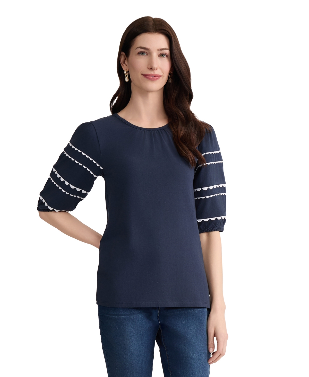 Click here for Jones New York Womens Elbow-Sleeve Crewneck Top -... prices