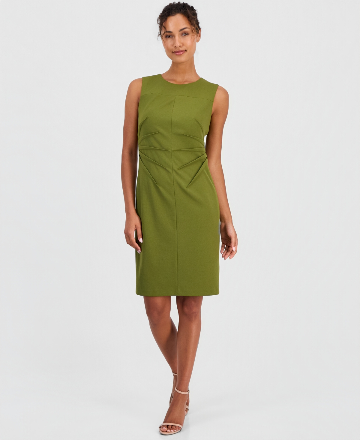 Click here for Anne Klein Womens Pleat-Waist Scuba Crepe Sheath D... prices