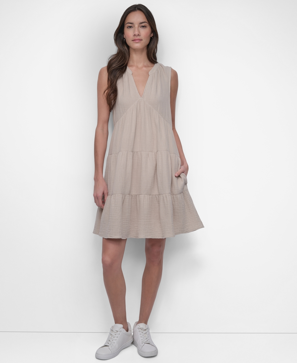 Click here for Dkny Jeans Womens Cotton Gauze Sleeveless Mini Dre... prices