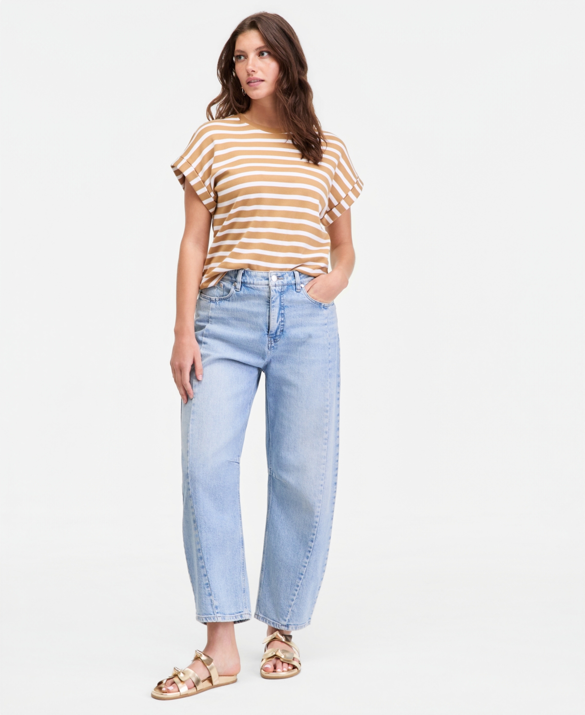 Click here for On 34th Womens Primavera Stripe Roll-Cuff Top  Mac... prices