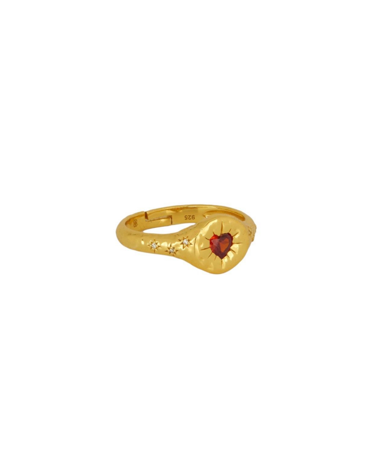 Click here for Ottoman Hands Garnet Heart Stacking Ring - Gold prices