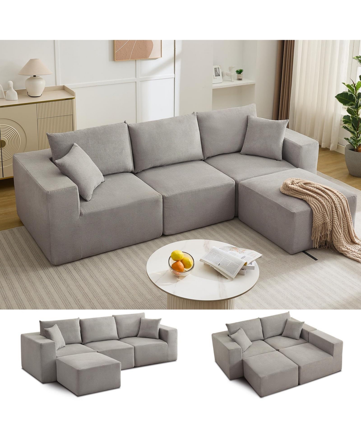 Click here for gaomon 108 Modular L-Shaped Velvet Cloud Sectional... prices