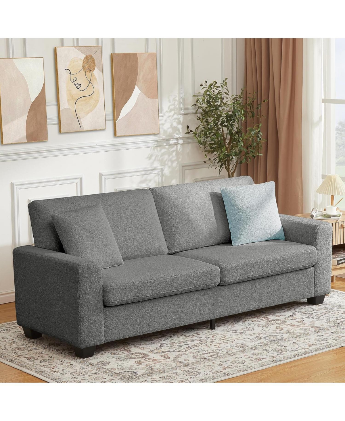 Click here for gaomon 90 Velvet 3-Seater Sofa  Oversized Tufted C... prices