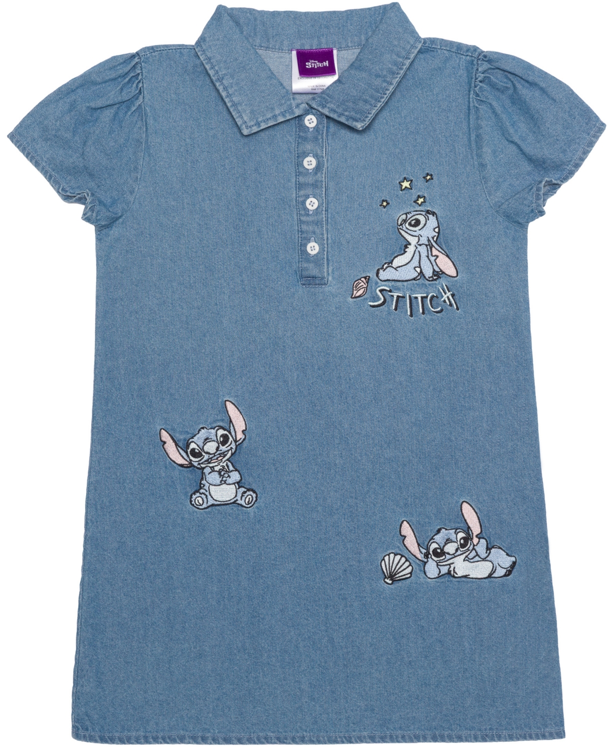 Click here for Disney Girls 2T-6X Stitch Cap-Sleeve Collared Dres... prices