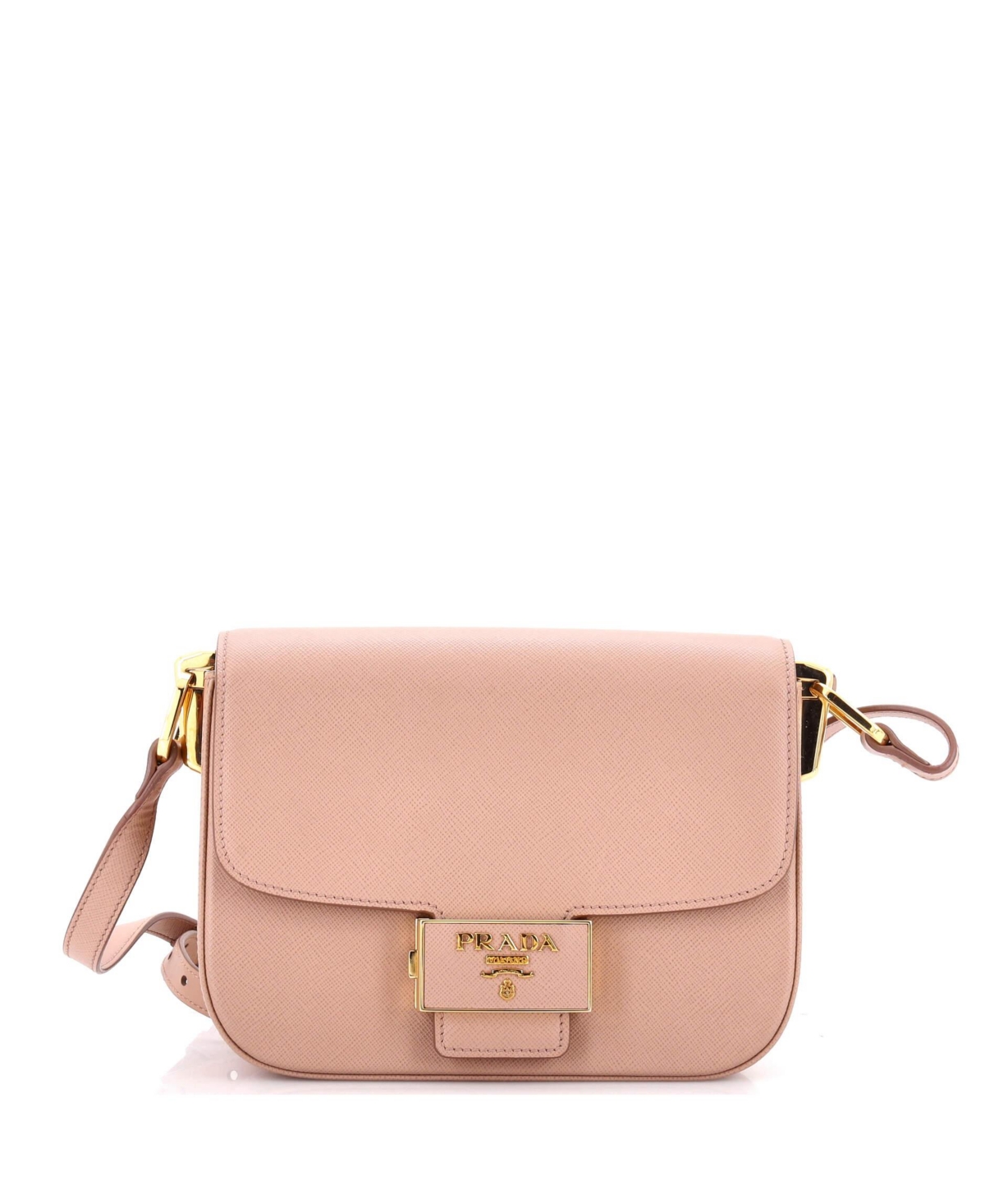 Click here for Pre-Owned Prada Small Embleme Flap Bag Saffiano Le... prices