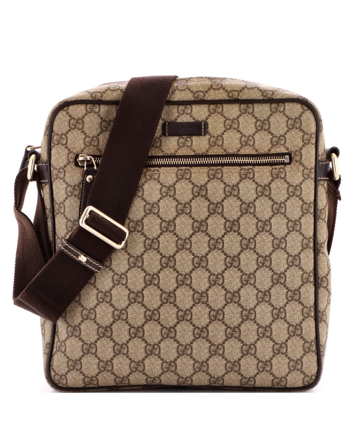 Click here for Pre-Owned Gucci Medium Front Zip Messenger Gg Coat... prices