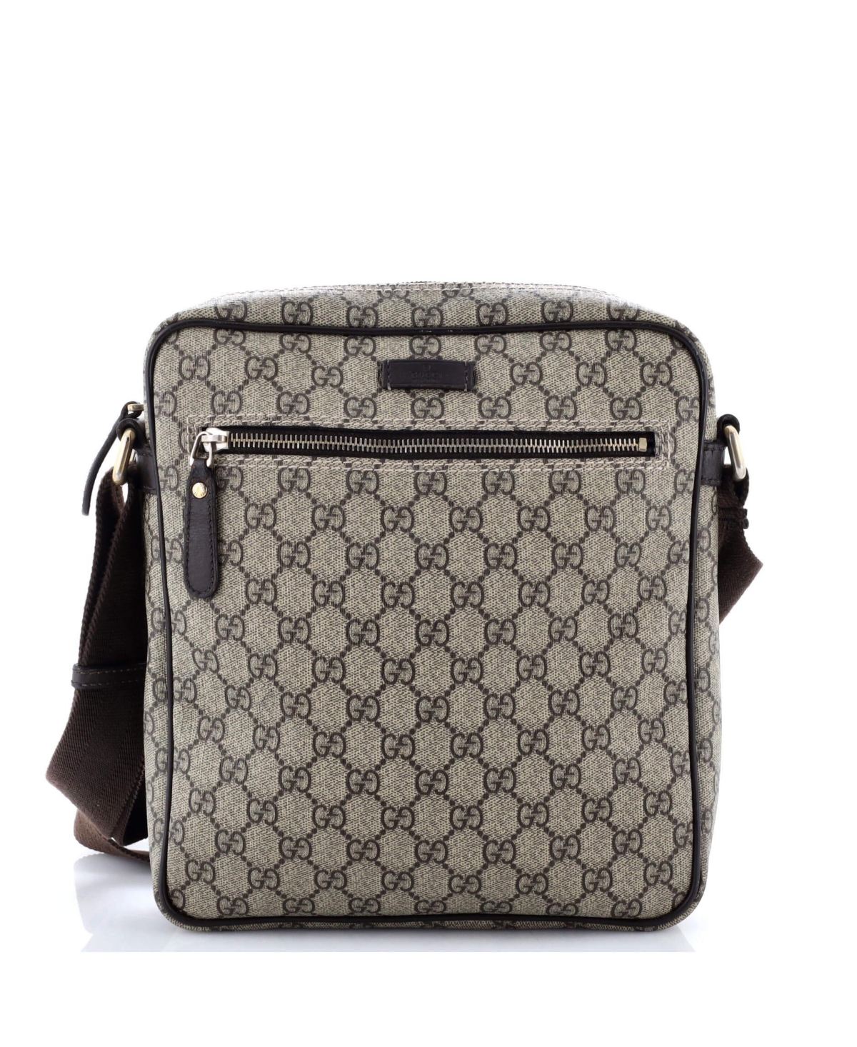 Click here for Pre-Owned Gucci Medium Front Zip Messenger Gg Coat... prices