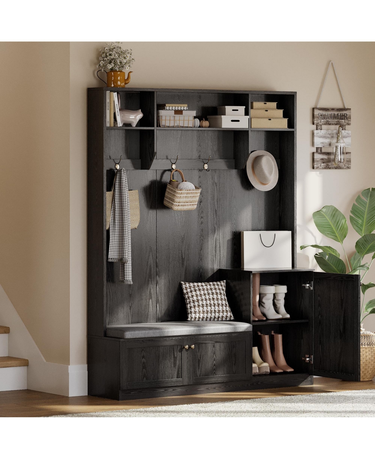 Click here for gaomon 78.7 Inch Tall Hall Tree with Bench and Sho... prices