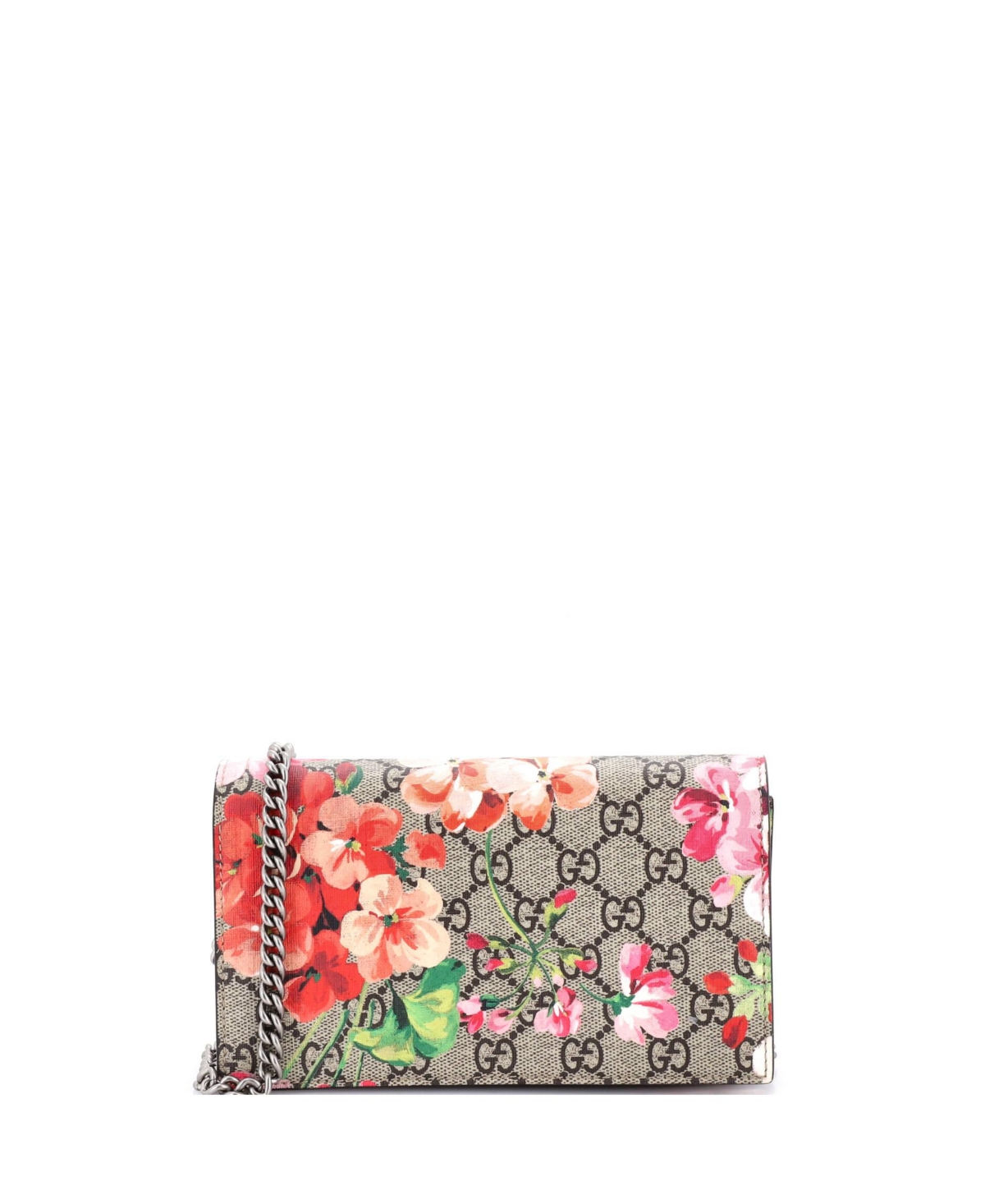 Click here for Pre-Owned Gucci Chain Wallet Blooms Print Gg Coate... prices