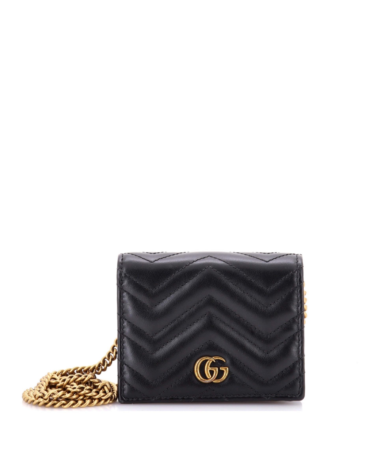Click here for Pre-Owned Gucci Gg Marmont Card Case on Chain Mate... prices