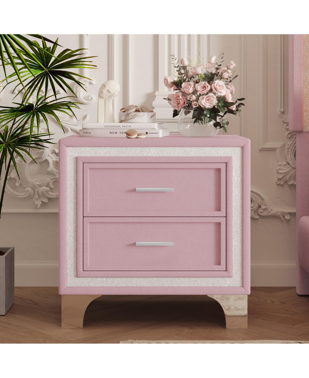 Click here for Rainsken 2 Drawers Nightstand with Silver Glitter... prices