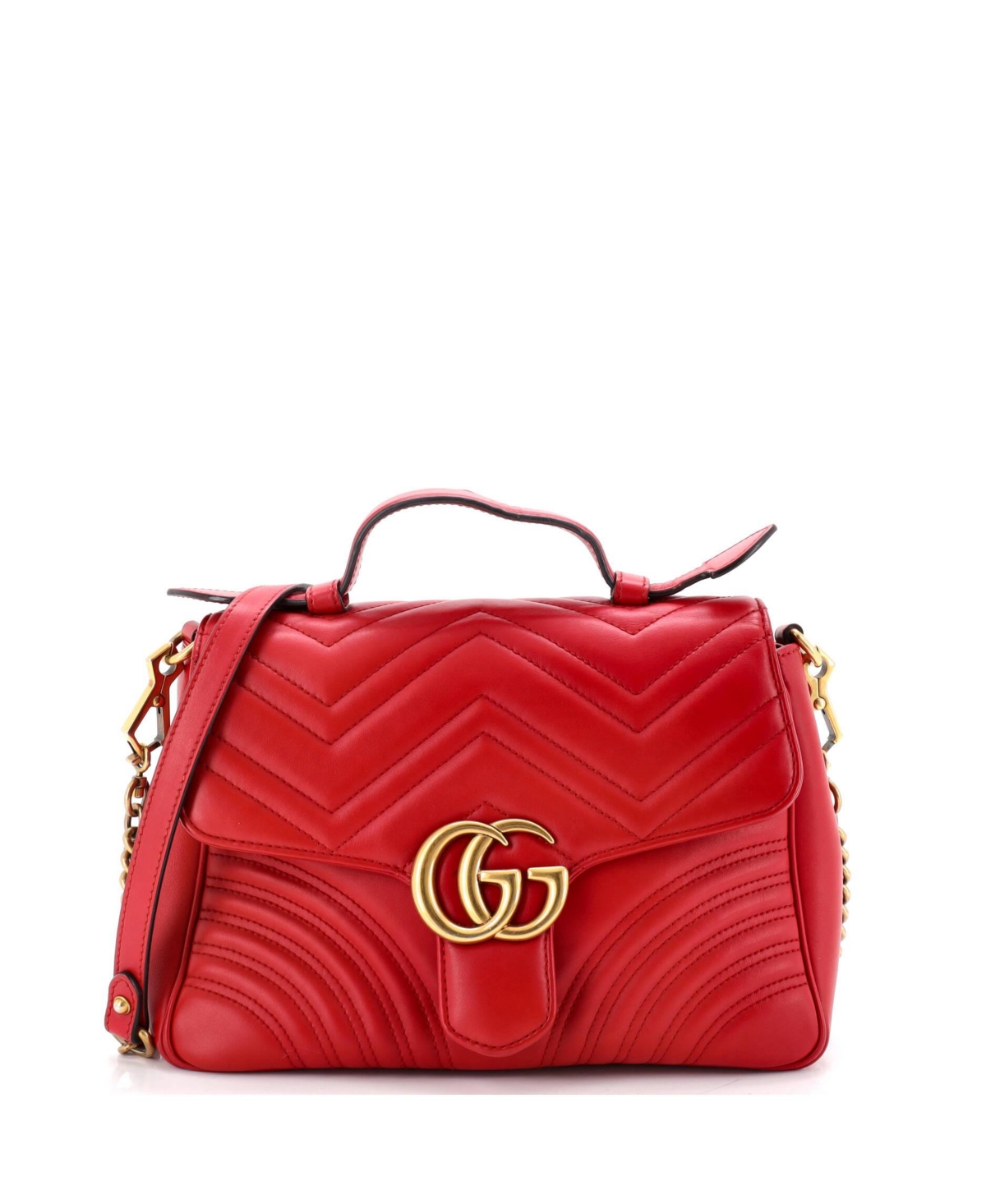 Click here for Pre-Owned Gucci Small Gg Marmont Top Handle Flap B... prices