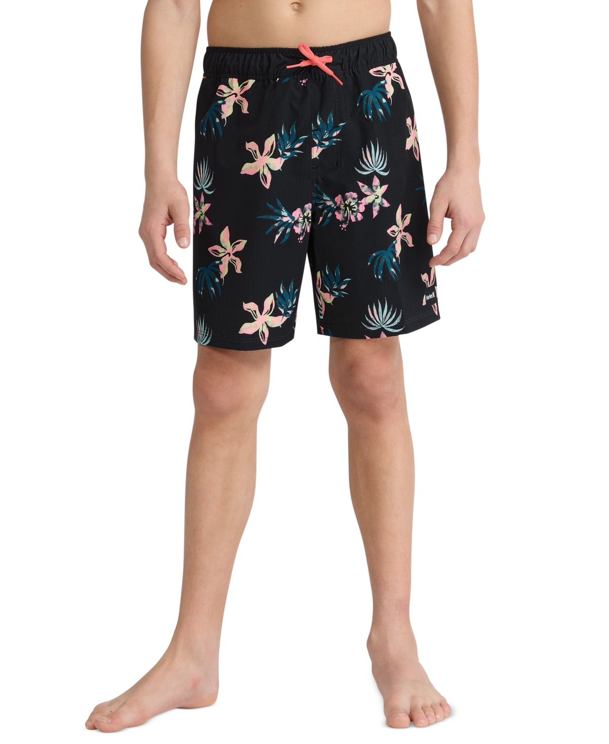 Click here for Hurley Boys 8-18 Floral Pull-On Swim Trunks - Blac... prices